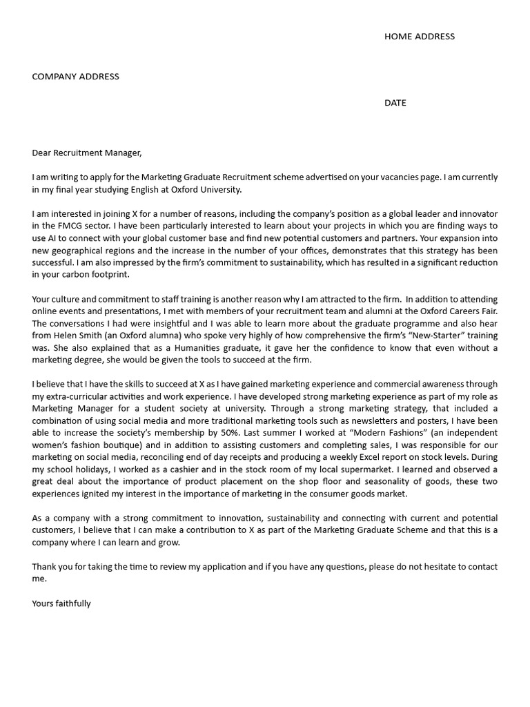 Cover Letter Example | PDF | Economies