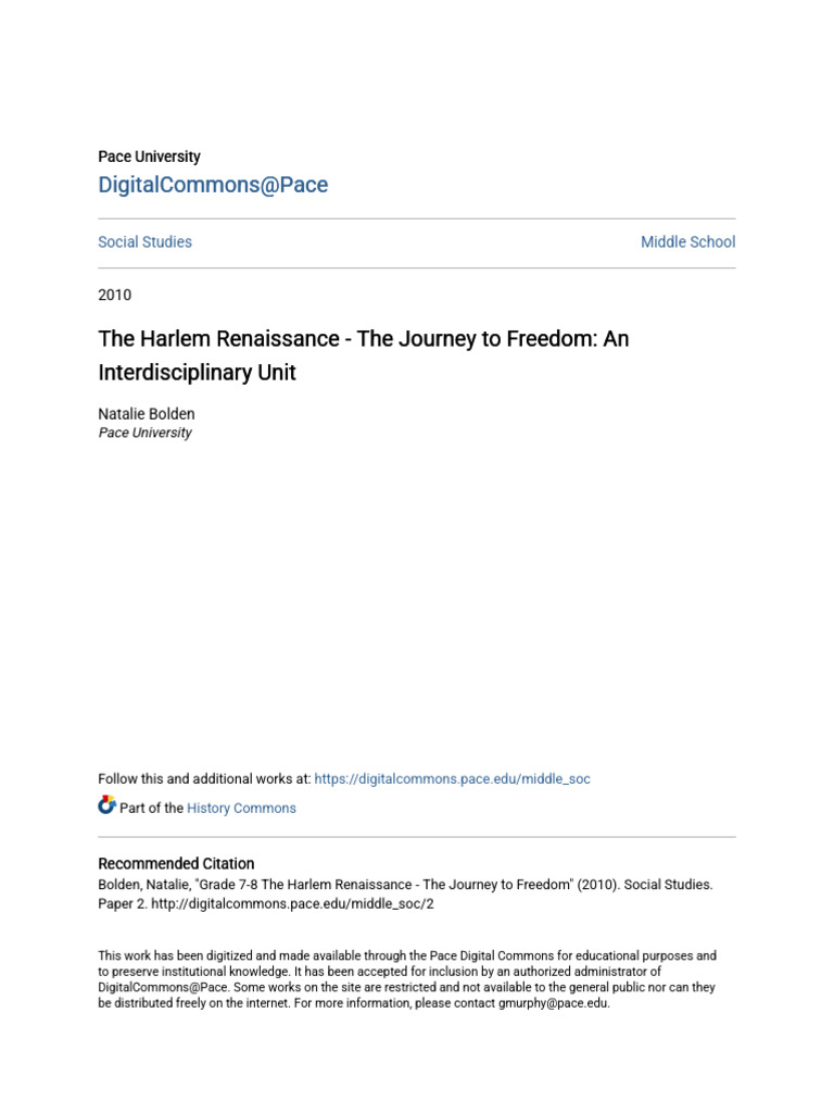 The Harlem Renaissance - The Journey to Freedom_ An Interdiscipli | PDF ...
