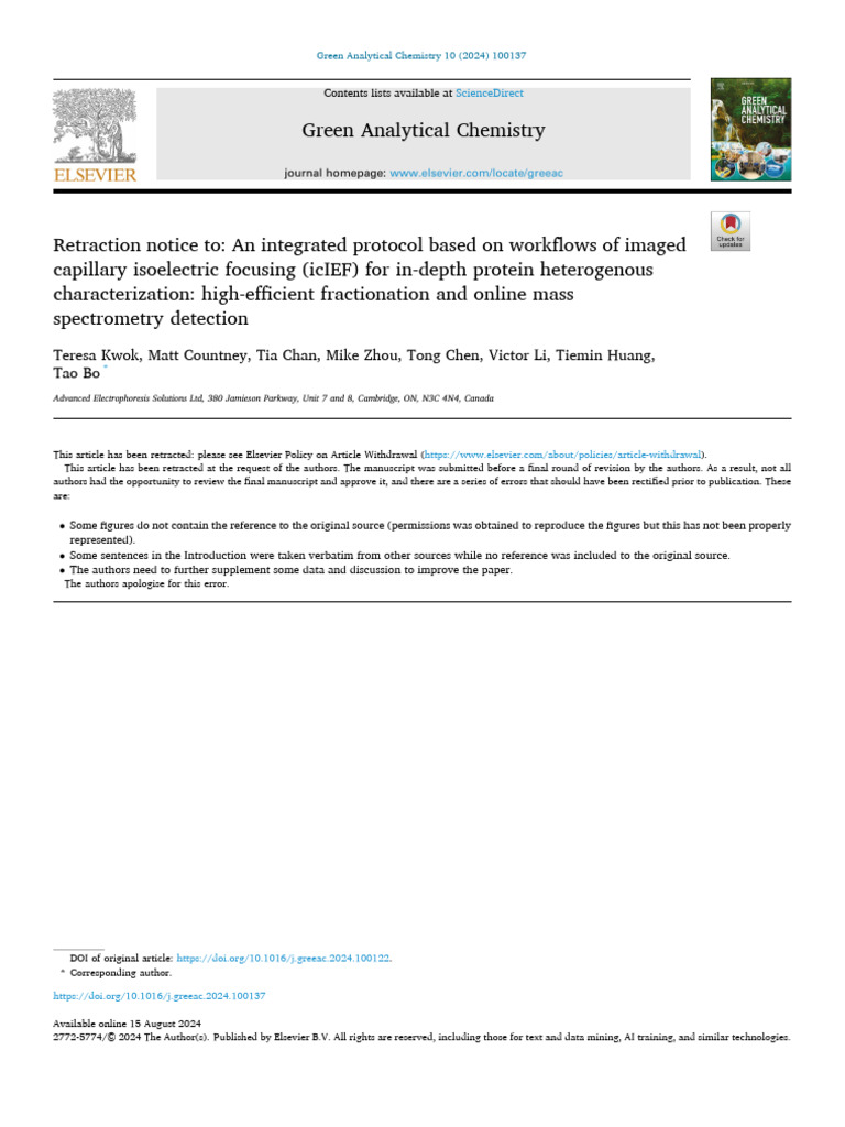 Retraction Notice To An Integrated Protocol Based On Workflows 2024 ...