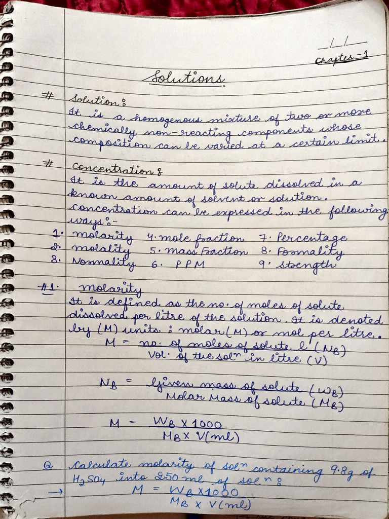 Chemistry Chapter 1 (Solutions) | PDF
