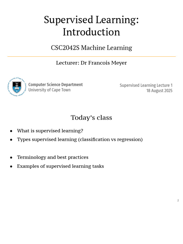 Introduction to Supervised Learning | PDF | Machine Learning ...