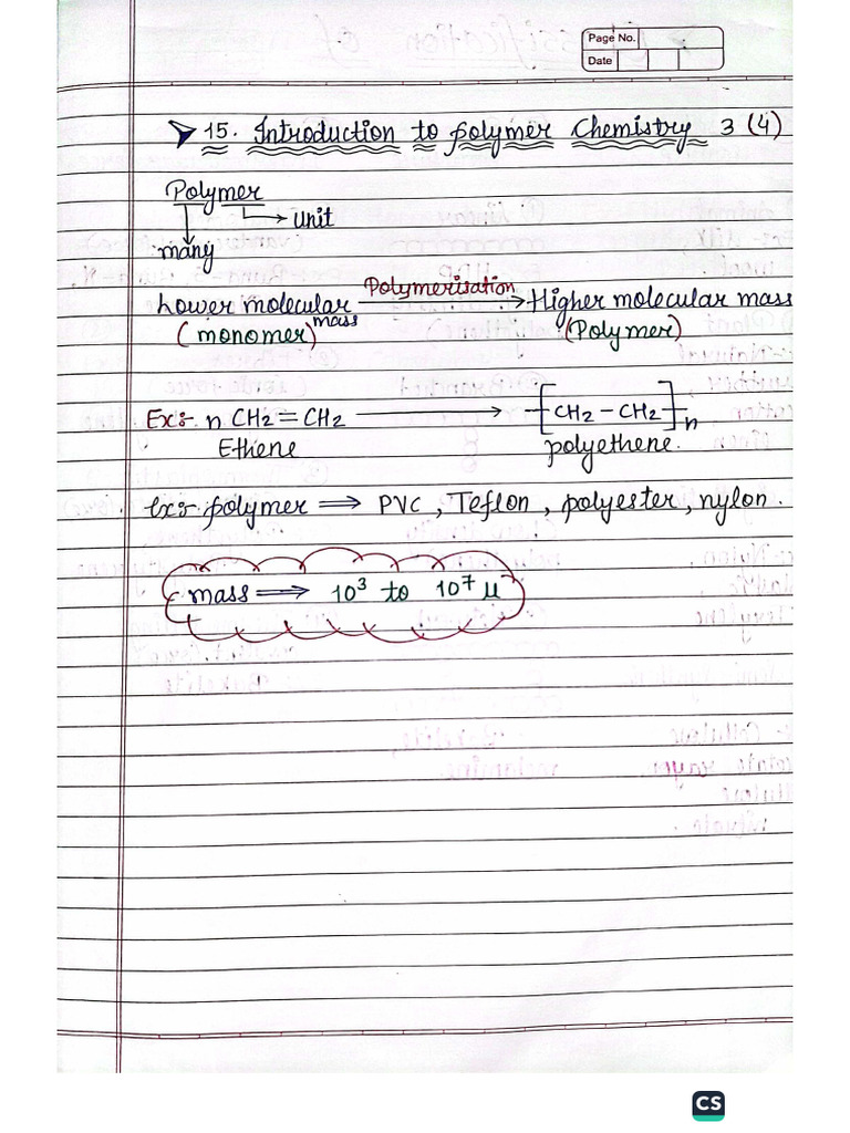 Polymer Chemistry Notes | PDF