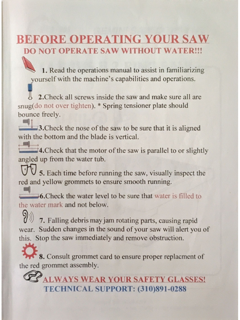 Before Operating Your Saw | PDF