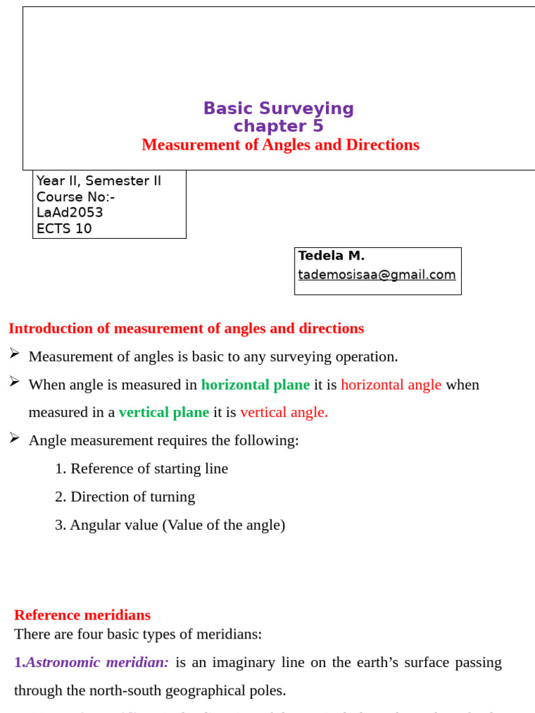 Measuring Angles in Surveying Basics | PDF | Angle | Surveying