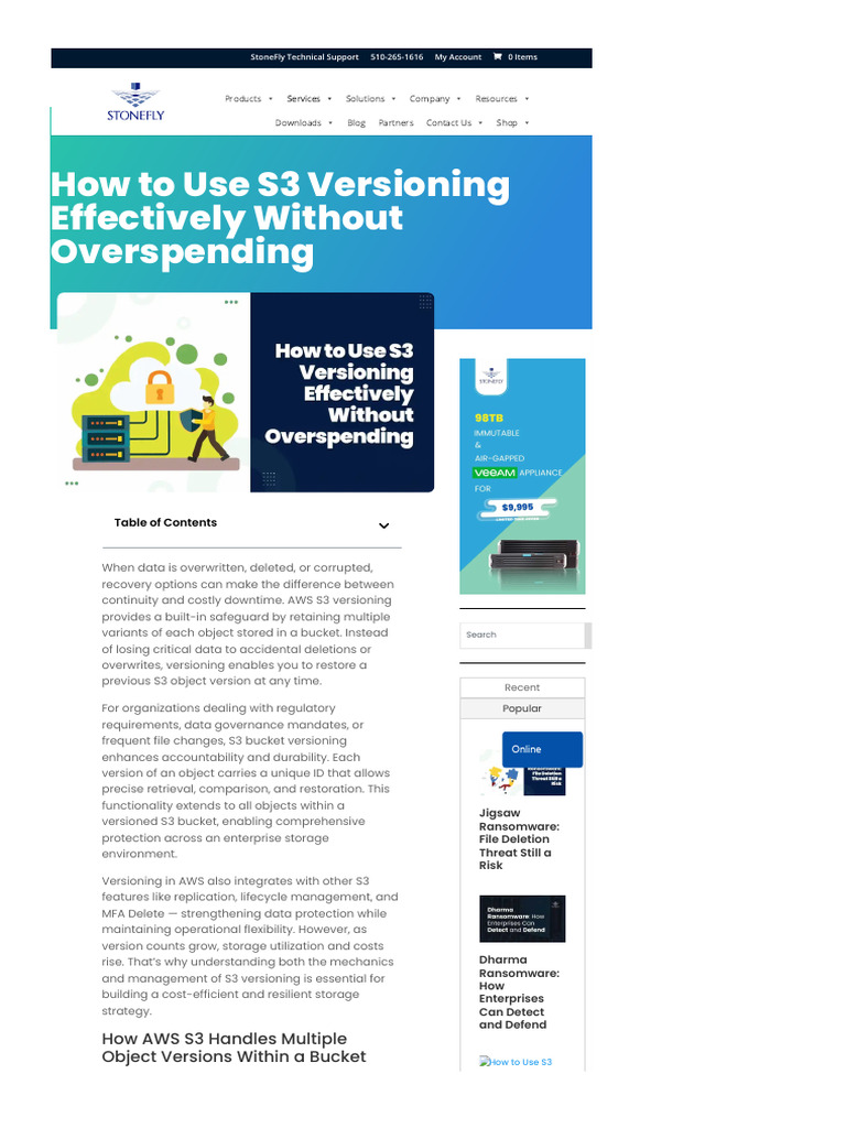 Stonefly Com Blog How To Use s3 Versioning Without Overspending ...