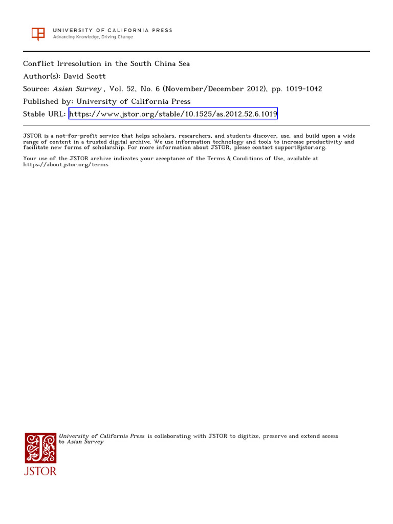 07B Scott Conflict Irresolution in The South China Sea | PDF | South ...