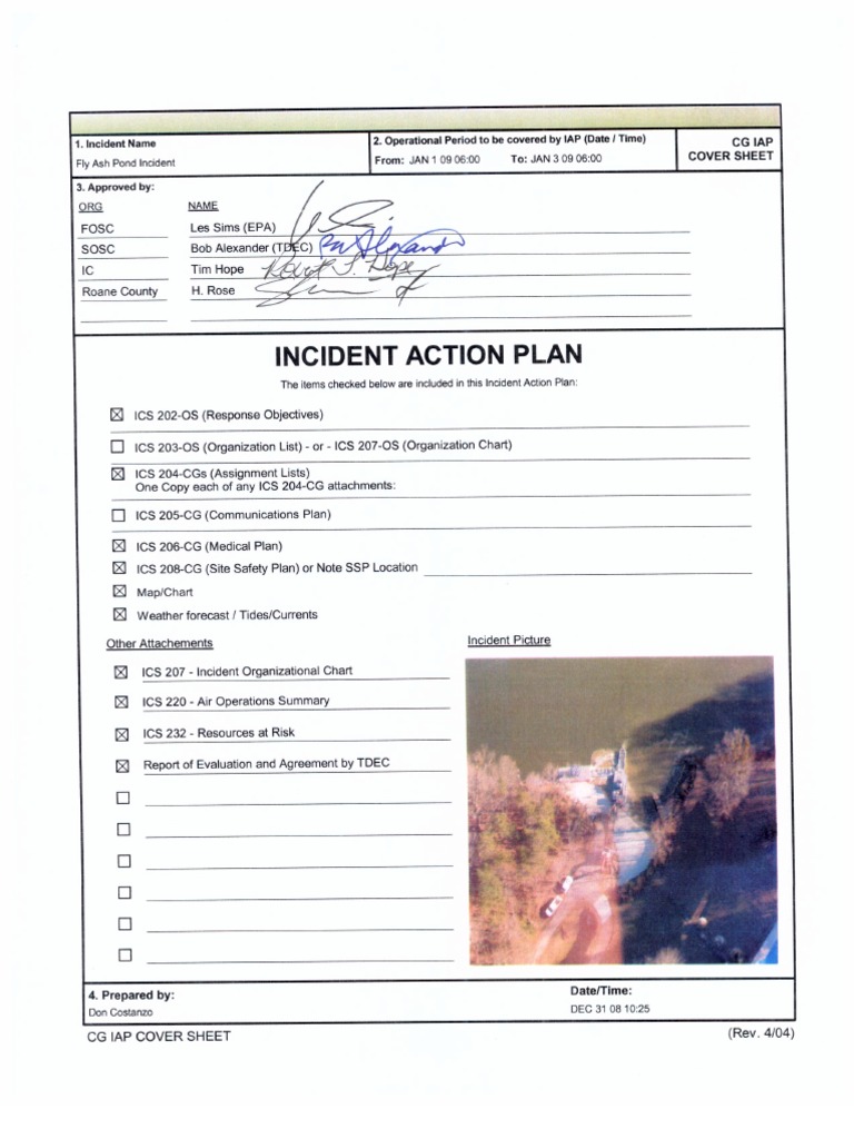 Incident Action Plan Sample Incident Command System Nature