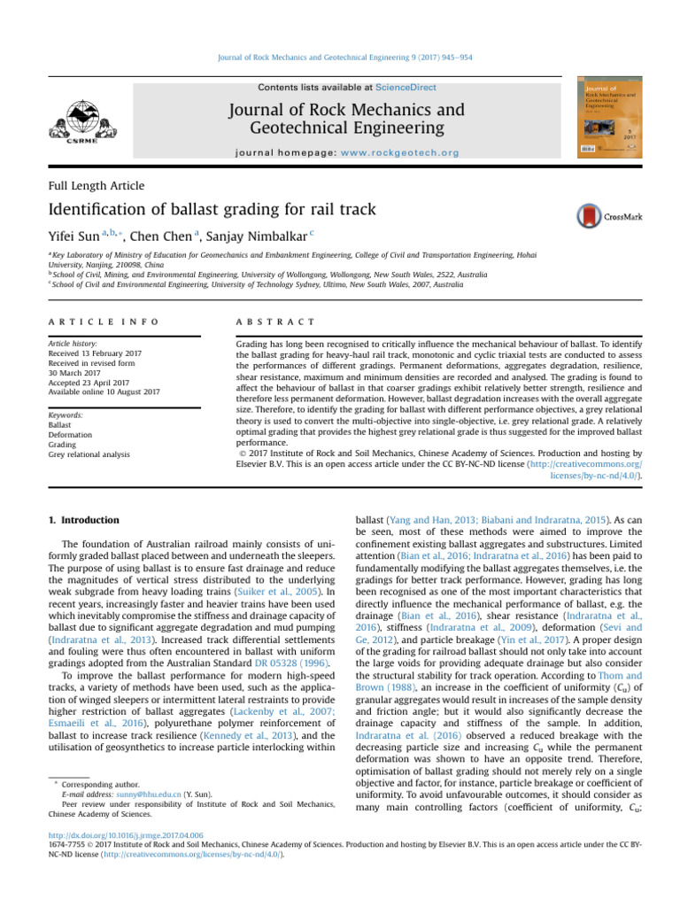 Optimal Ballast Grading for Rail Tracks | PDF | Soil Mechanics ...