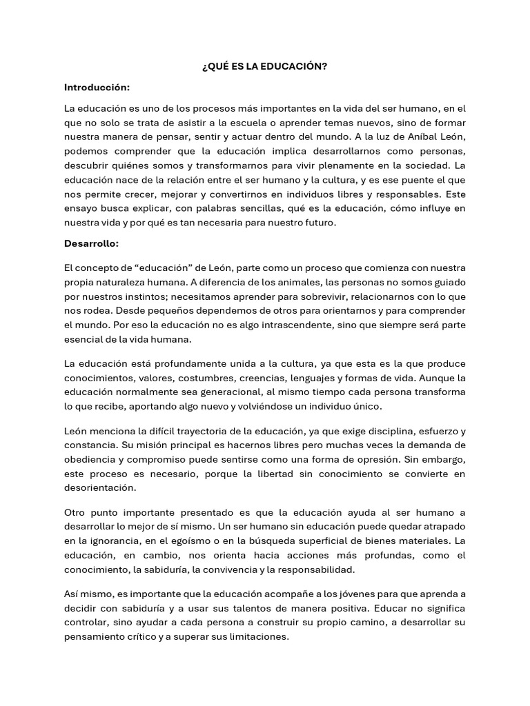 Qué Es La Educación | PDF | Aprendizaje | Humano
