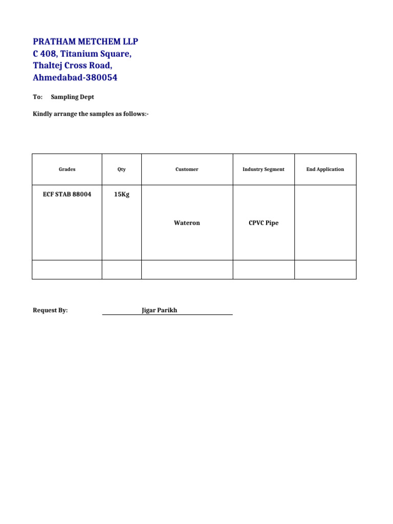 Sample Request Form 3 DT 18.11.25 - WATERON | PDF