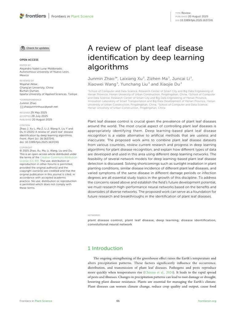 Deep Learning for Plant Leaf Disease Detection | PDF | Deep Learning