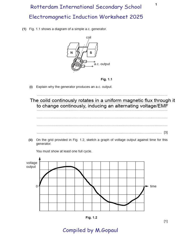 Electromagnetic Induction Worksheet 2023 | PDF | Electric Generator ...