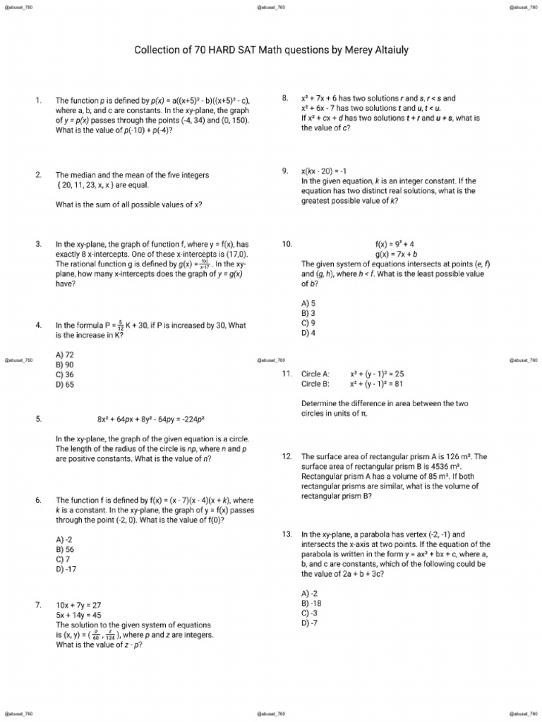 70 Hard SAT | PDF