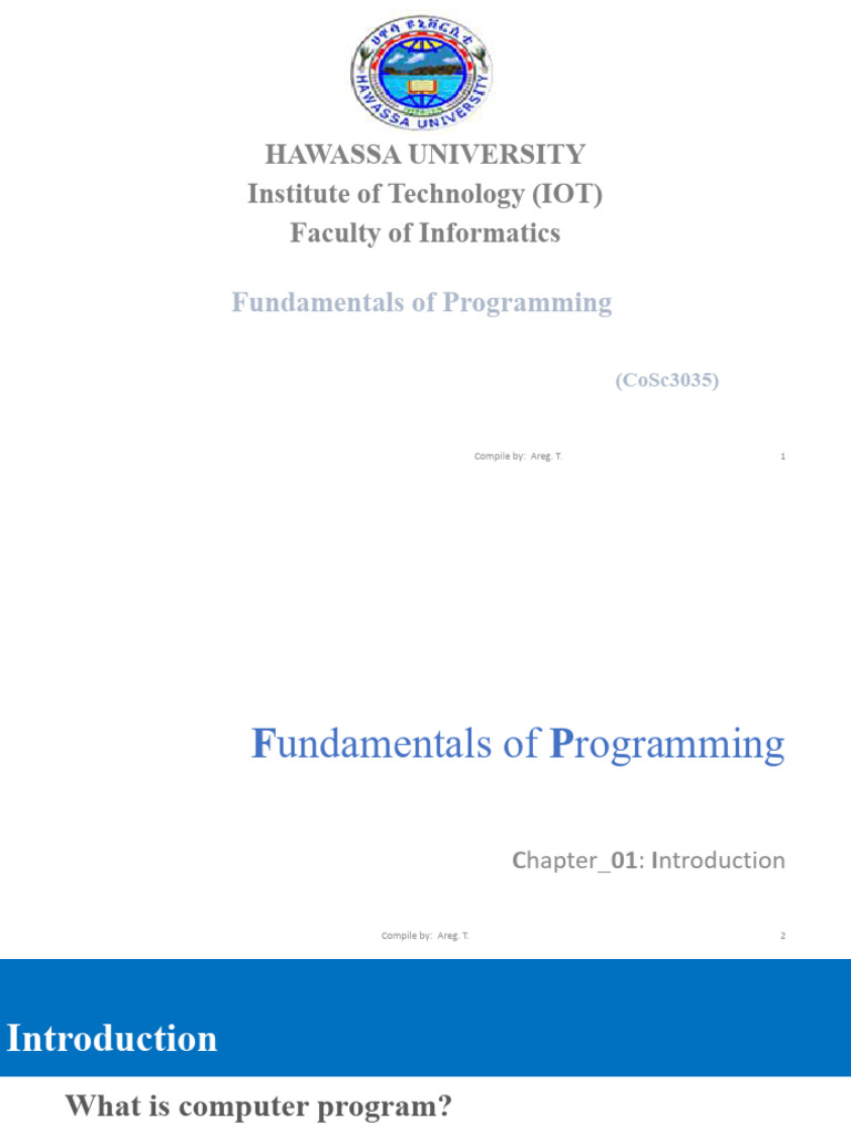 Fundamentals of Programming Overview | PDF | C++ | Programming