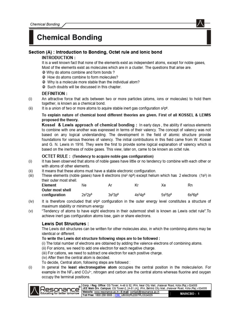 (17778)Sheet 1 Chemical Bonding b (2) Copy | PDF | Chemical Bond ...