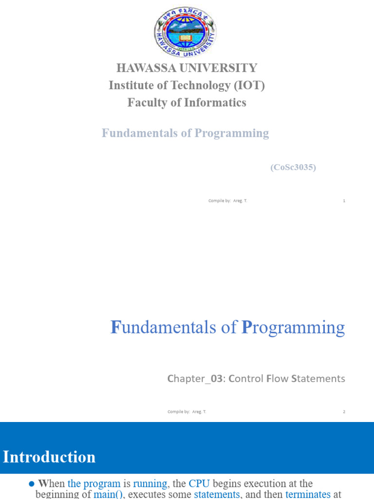 CH03_Fundamentals of Programming_Part_01 | PDF | Control Flow ...