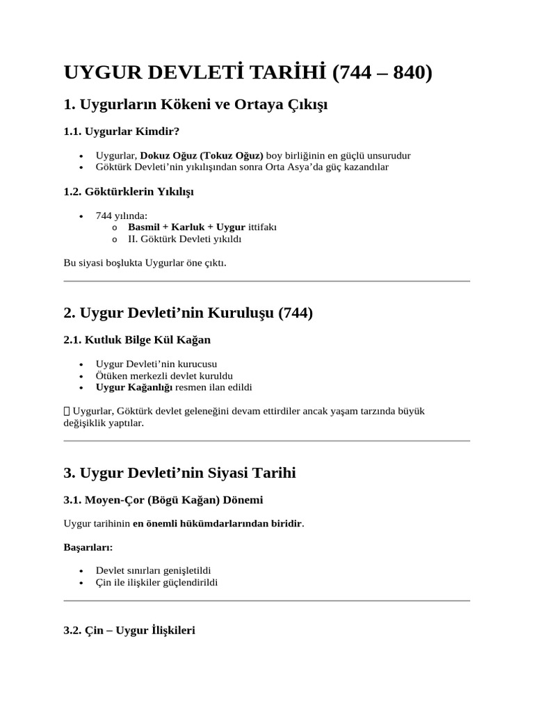 UYGUR DEVLETİ TARİHİ | PDF