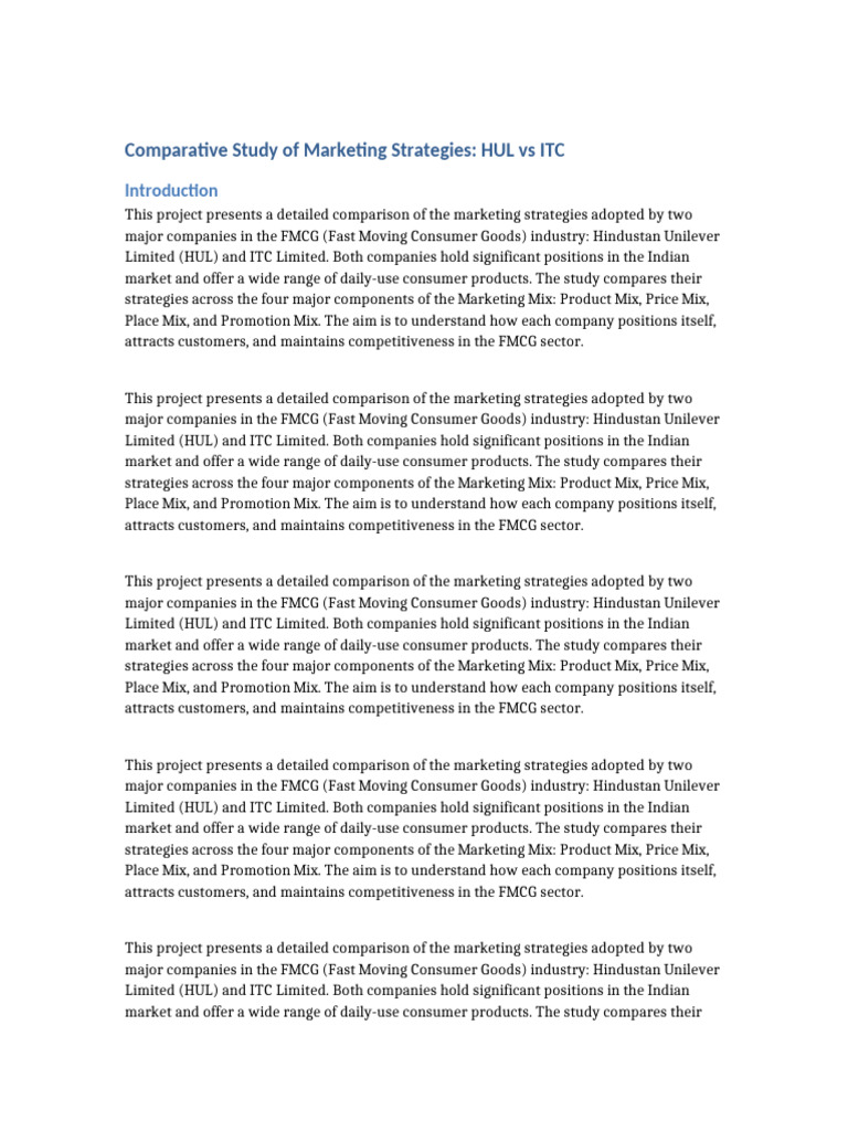 HUL vs ITC: FMCG Marketing Strategies | PDF | Pricing | Brand