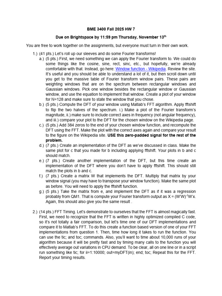 Assignment7 2025 V1 | PDF | Discrete Fourier Transform | Fast Fourier ...