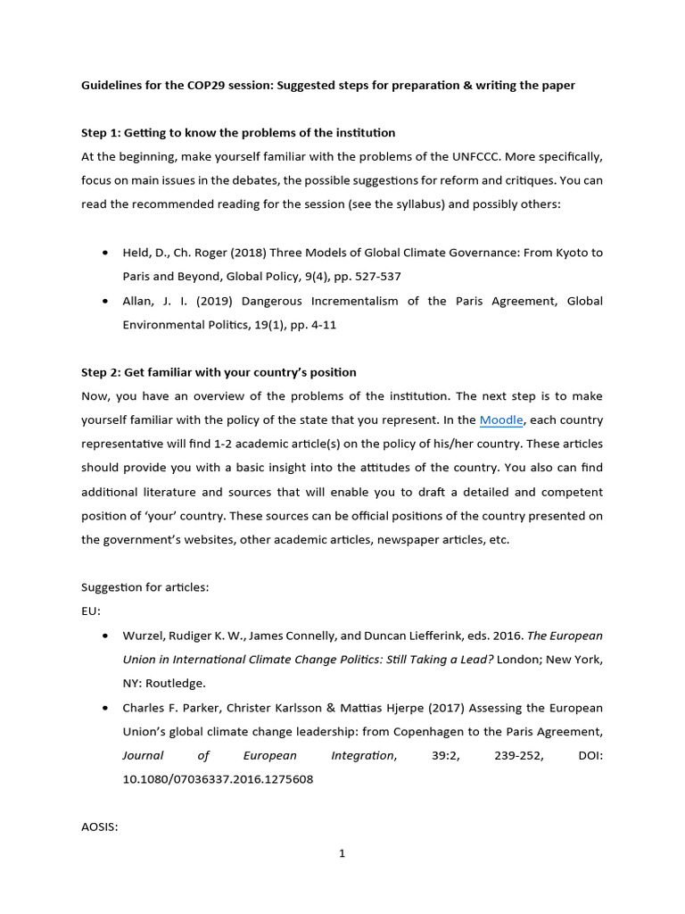 COP29 Preparation Guidelines and Paper Writing | PDF | Climate Change ...