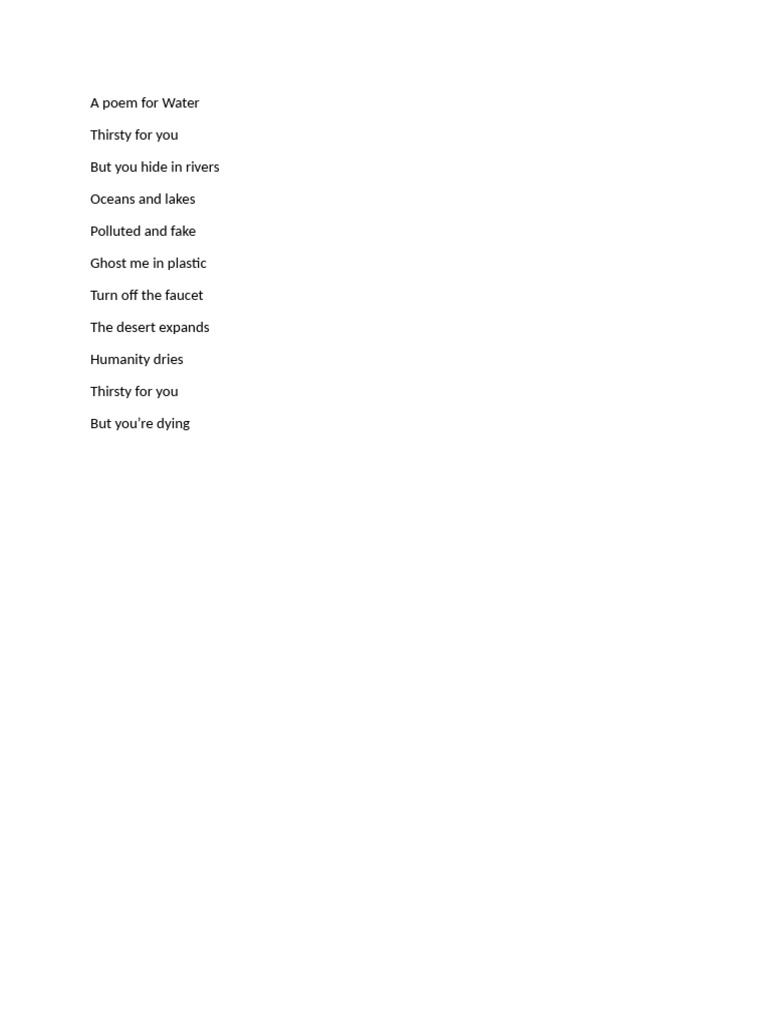 A Poem for Water | PDF