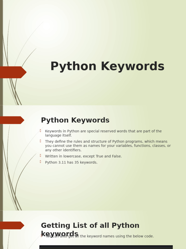 2.2. Python Keywords | PDF