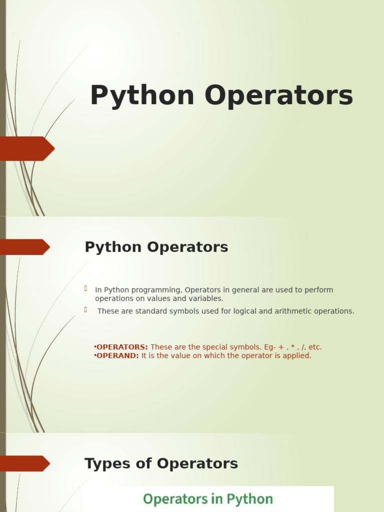 5.1 Python Operators | PDF | Python (Programming Language) | Arithmetic
