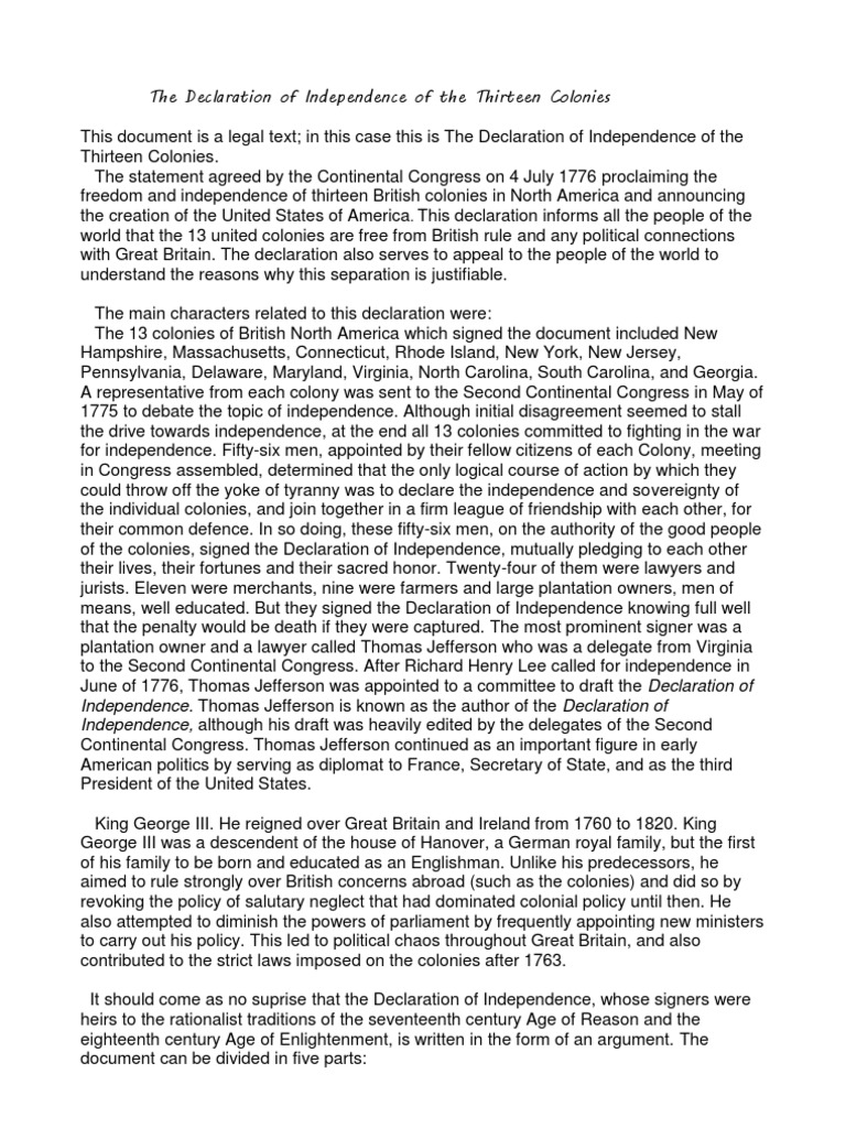 Declaration of Independence | PDF | United States Declaration Of ...