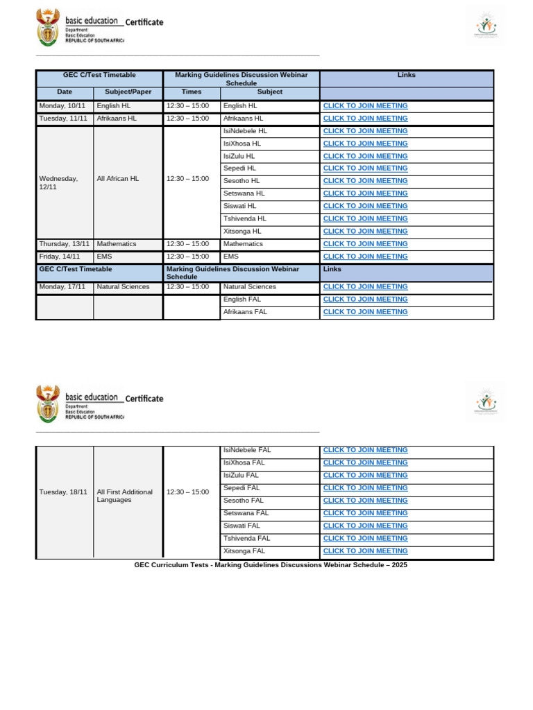 GEC Marking Guidelines Discussion Schedule 2025 | PDF | Linguistics ...