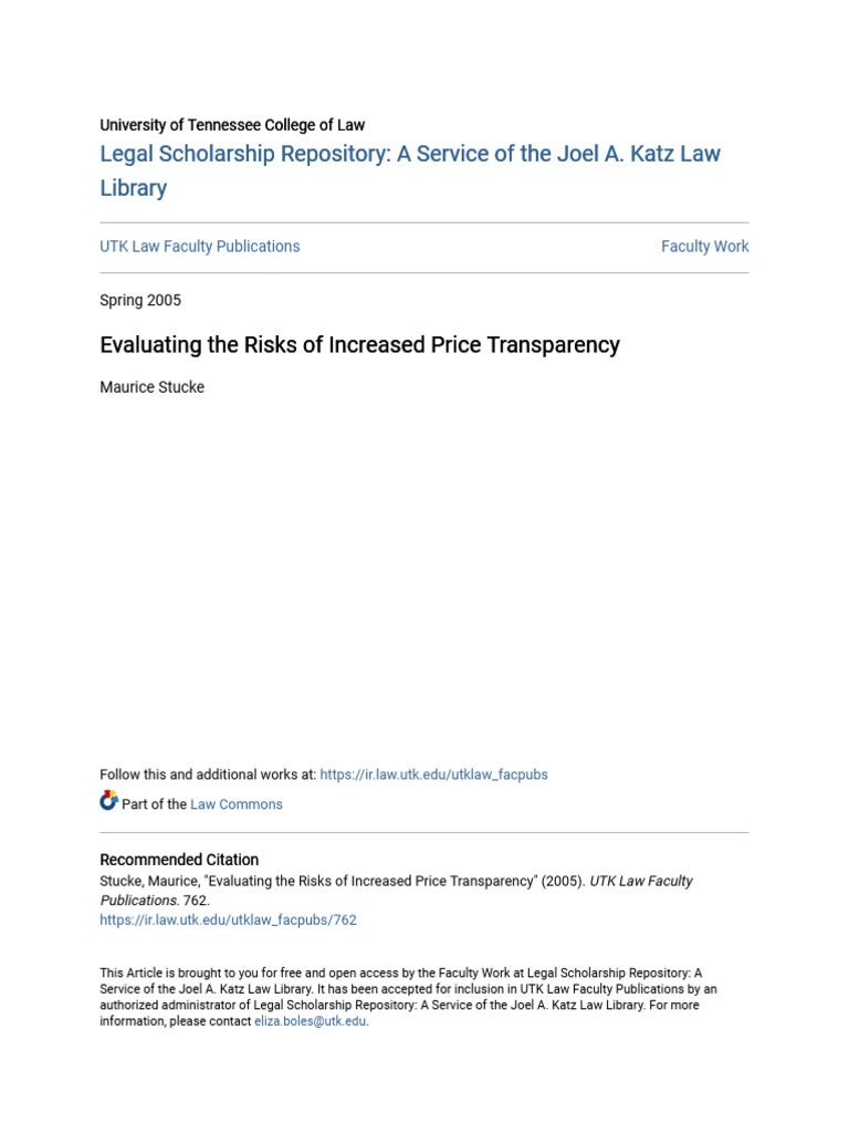 Risks of Price Transparency in Antitrust | PDF | Competition Law | Prices