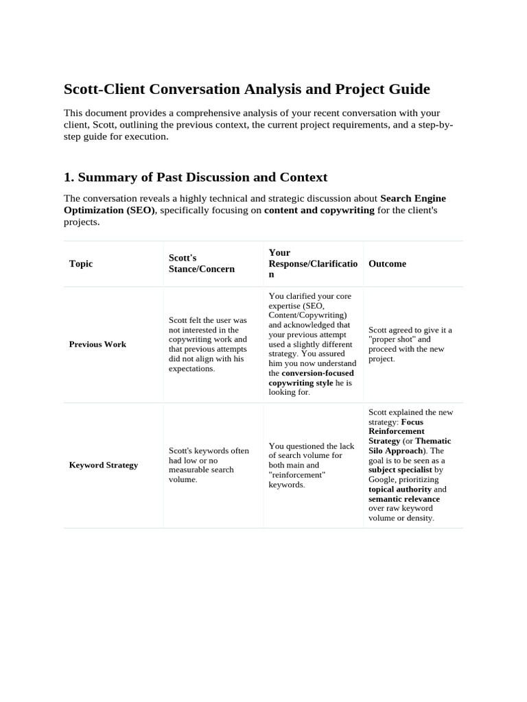 Scott-Client Conversation Analysis and Project Gui | PDF | Search ...