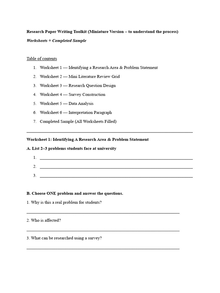 Research Paper Writing Toolkit Guide | PDF | Sampling (Statistics ...