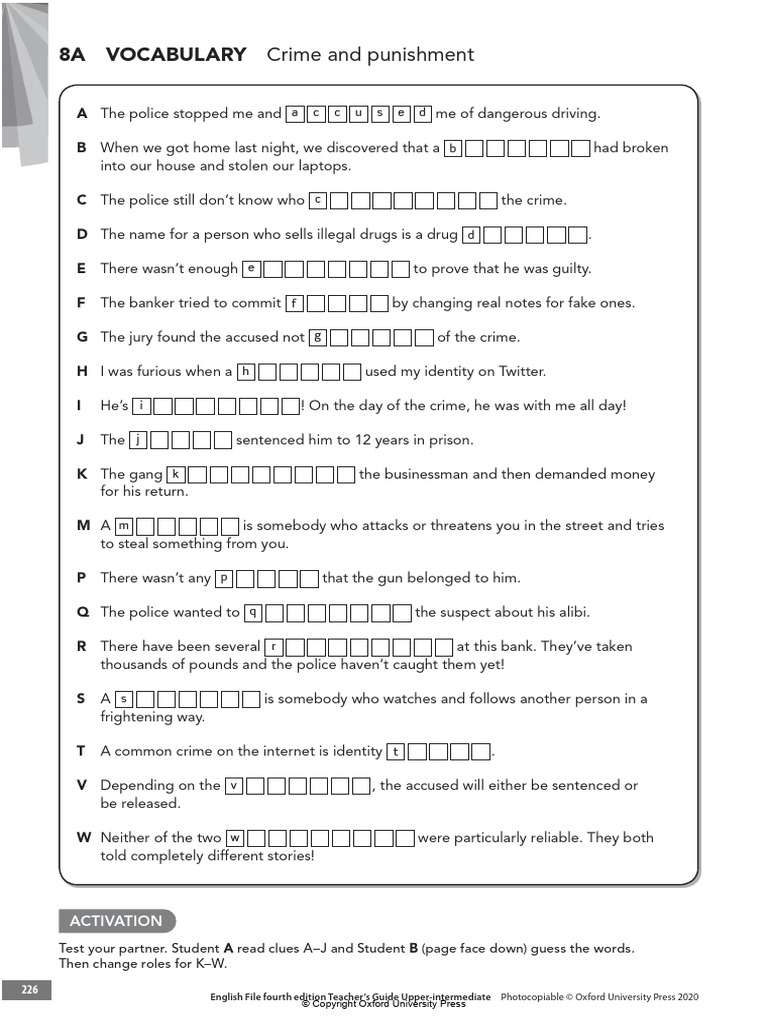 Crime and Punishment Vocabulary Activities | PDF | Police | Law Enforcement