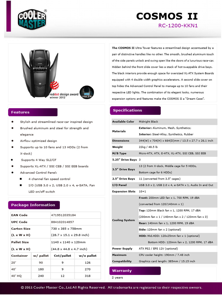 COSMOS II Ultra Tower Case Features | PDF | Motor Vehicle | Car