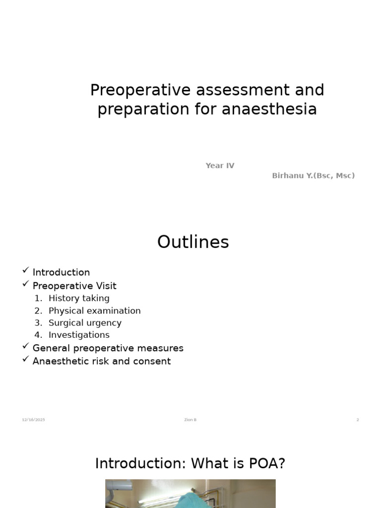 Preoperative Assessment for Anesthesia | PDF | Anesthesia | Surgery