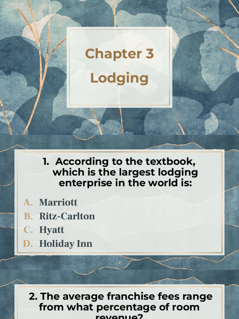 HOST 101 - Chapter 3 Lodging | PDF | Franchising | Hotel