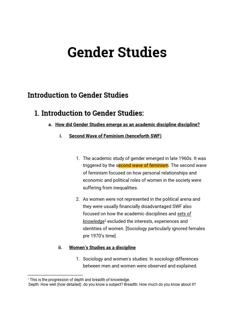 Lec-1-Gender Studies Introduction To Gender ST | PDF | Gender | Gender ...