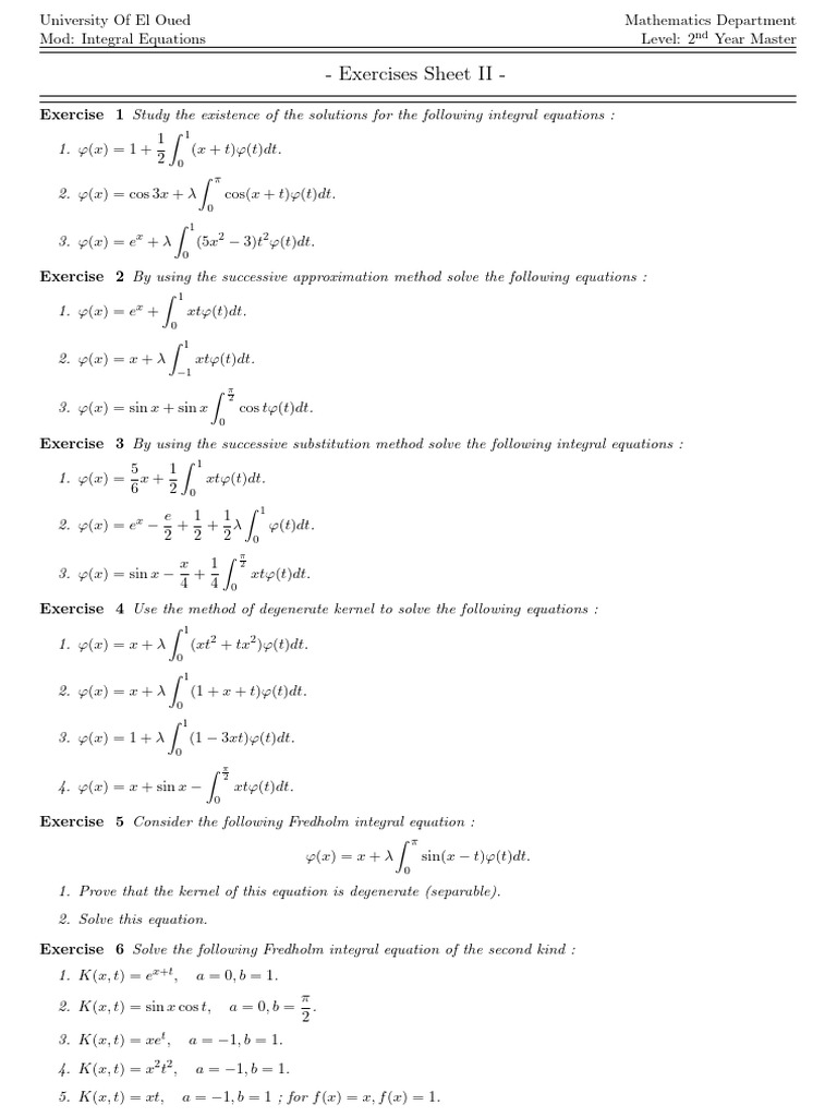 Integral Equations TD 02 | PDF | Integral Equation | Teaching Mathematics