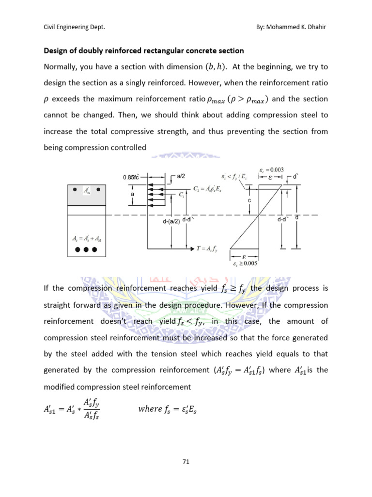 Lecture 7; Design of Doubly Reinforced Rectangular Section | PDF ...