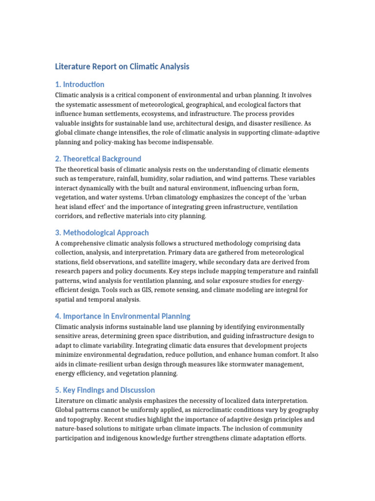 Climatic Analysis Literary Report General | PDF | Climate | Natural ...