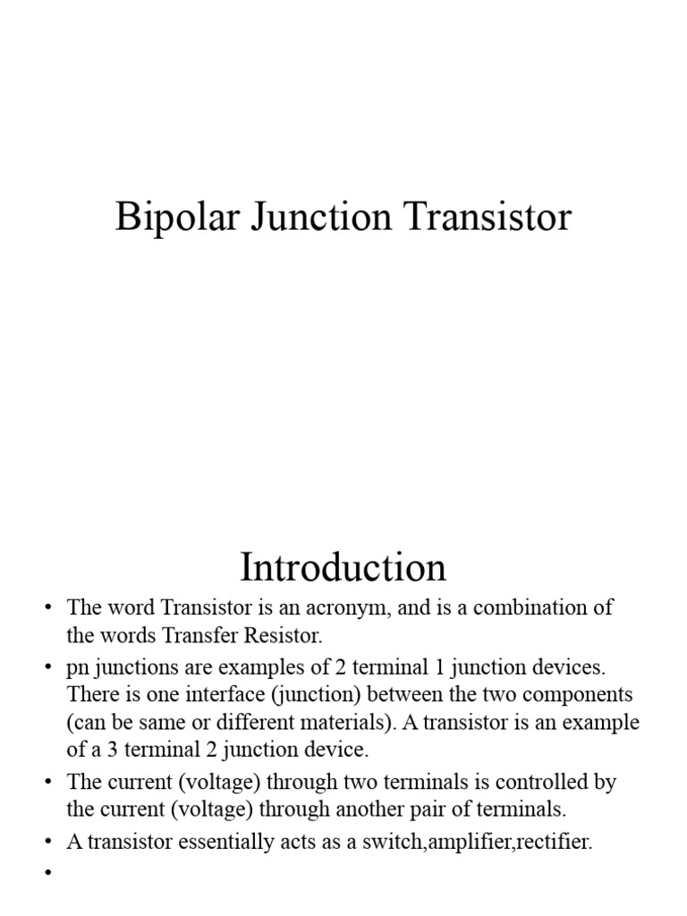 Bipolar Junction Transistor.pptx (1) | PDF | Bipolar Junction ...