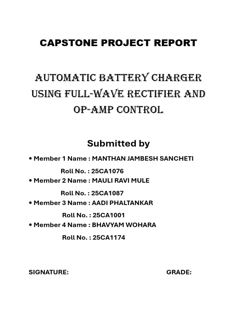 Capstone Project Report | PDF | Rectifier | Battery Charger