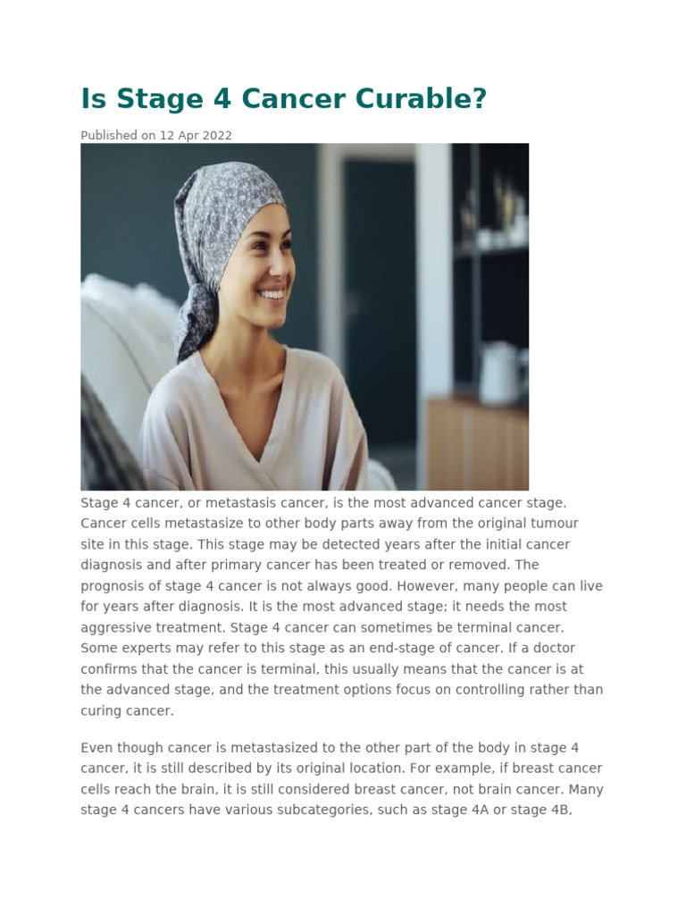 Is Stage 4 Cancer Curable | PDF | Cancer | Metastasis