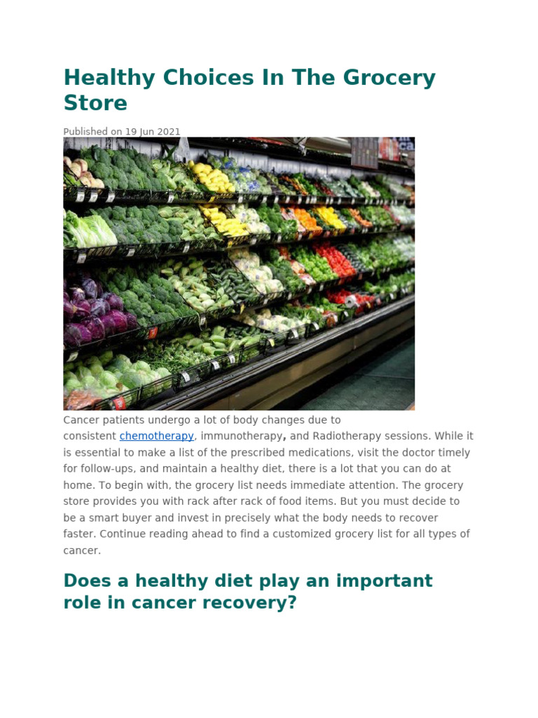 Grocery Guide for Cancer Patients | PDF | Healthy Diet | Diet (Nutrition)