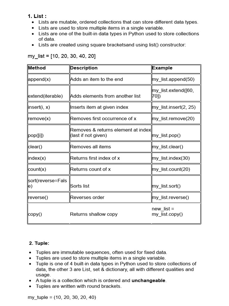 Python List Method With Example | PDF | Computing | Software Engineering
