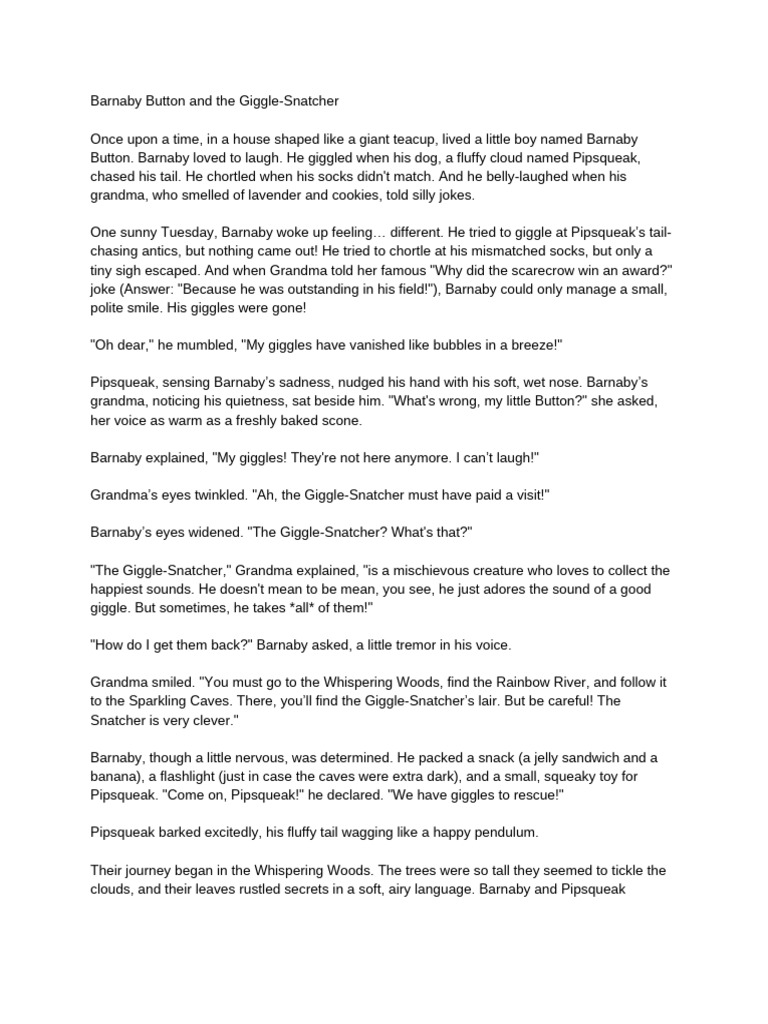 Barnaby Button and The Giggle-Snatcher | PDF