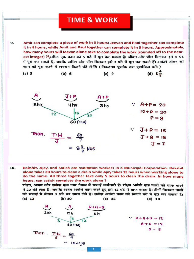 Time and Work Notes | PDF