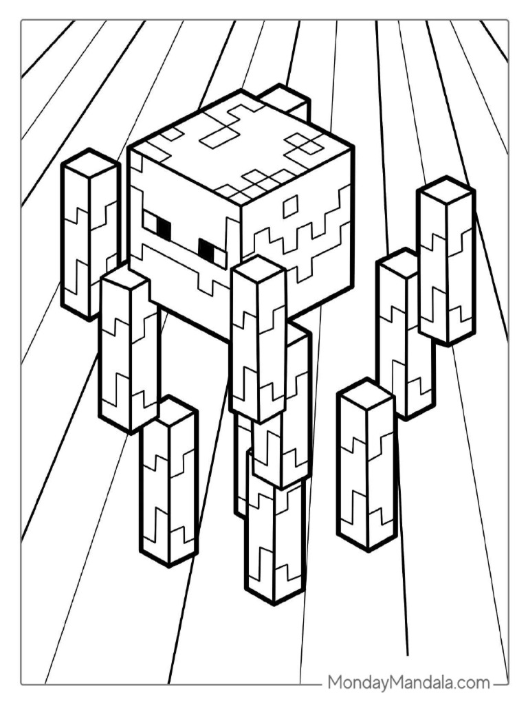 Simple Minecraft Blaze Character Coloring Page | PDF