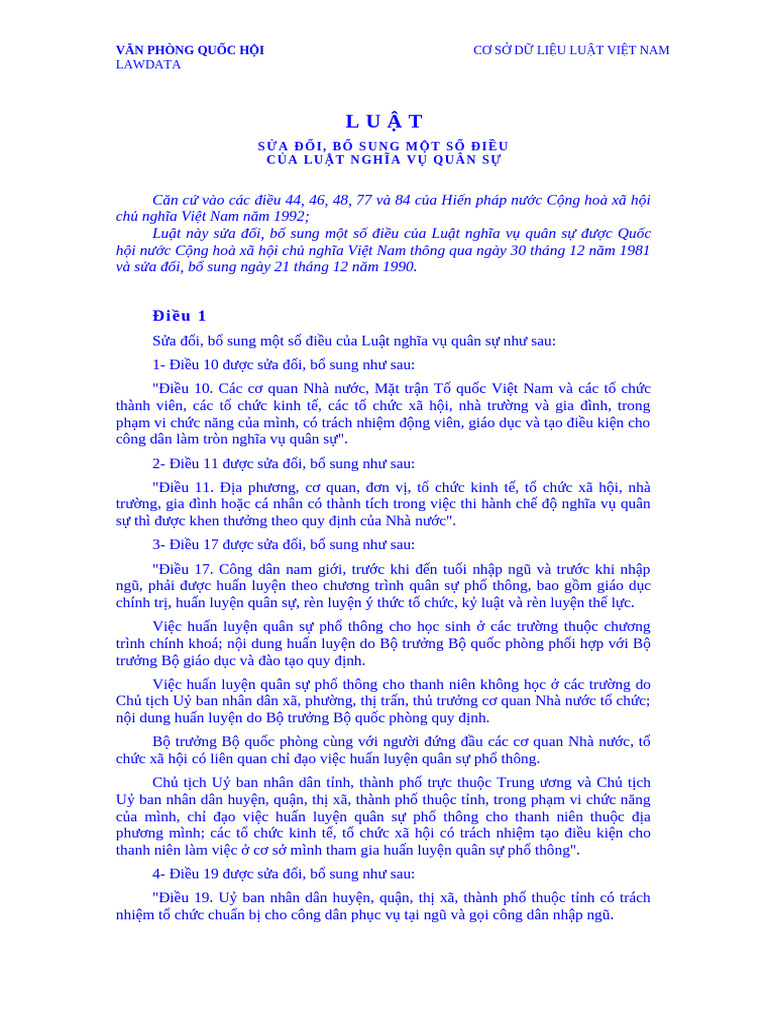 Sua Doi Luat Nghia Vu QS 1994 Uni | PDF