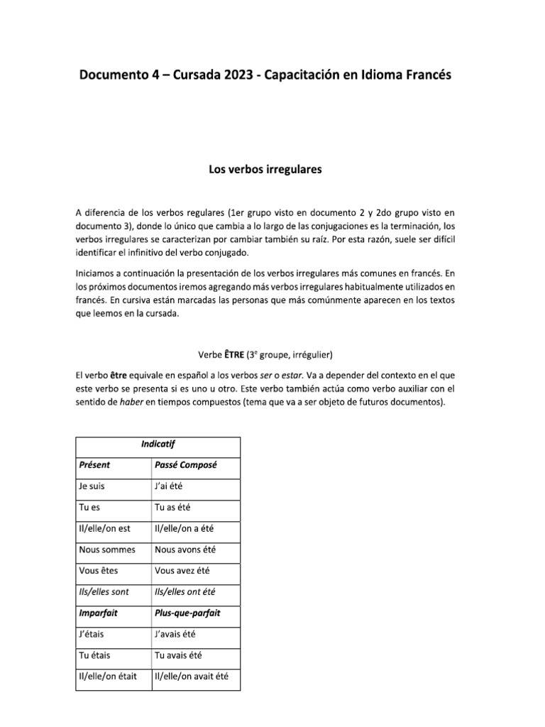 Verbos Irregulares Del Frances | PDF